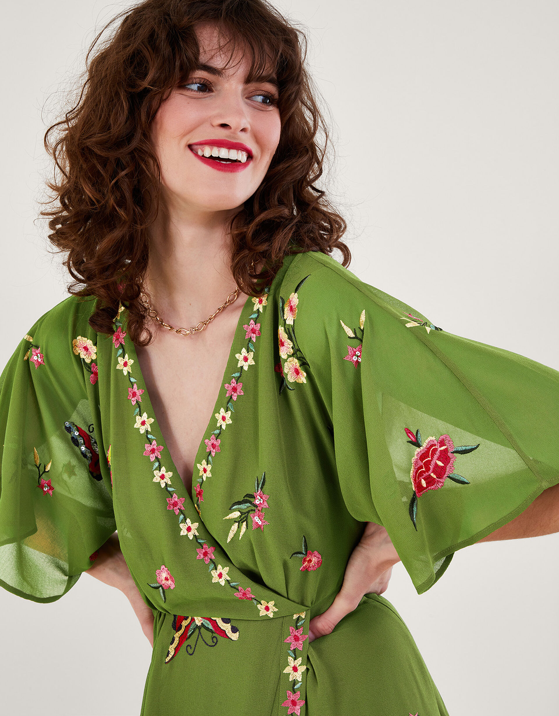 Renee Wrap Dress Green | Evening Dresses | Monsoon US.
