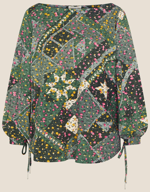 Patch Print Jersey Top Green | Blouses & Shirts | Monsoon Global.