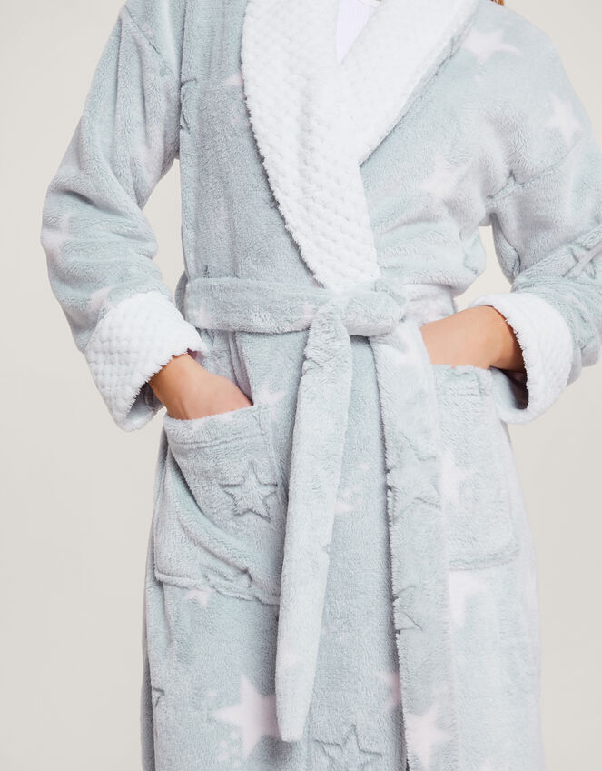 Star Print Dressing Gown Grey