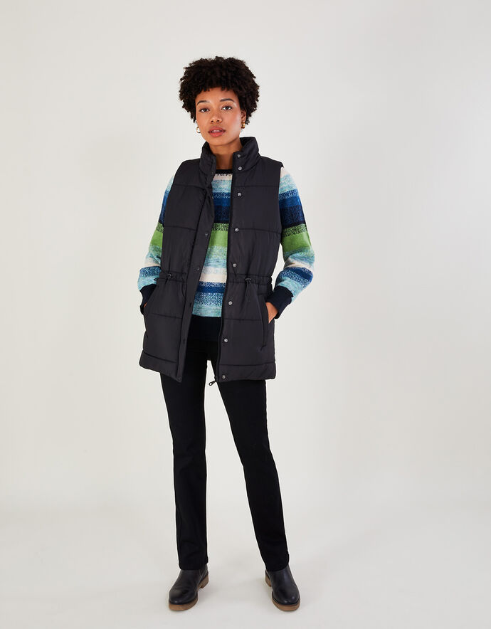 Georgina Padded Short Gilet with Recycled Polyester Black