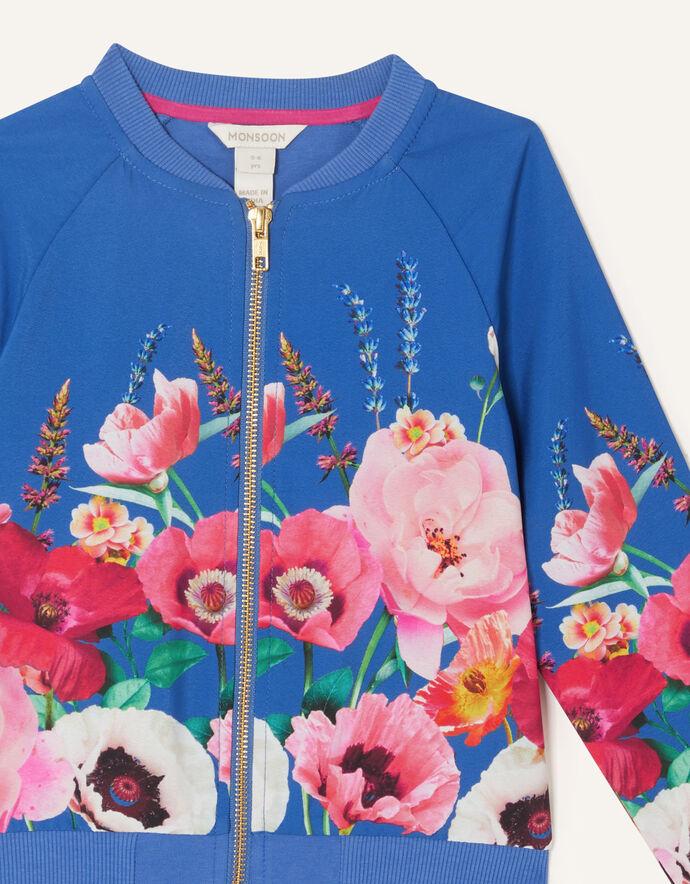 Flower Bomber Jacket Blue