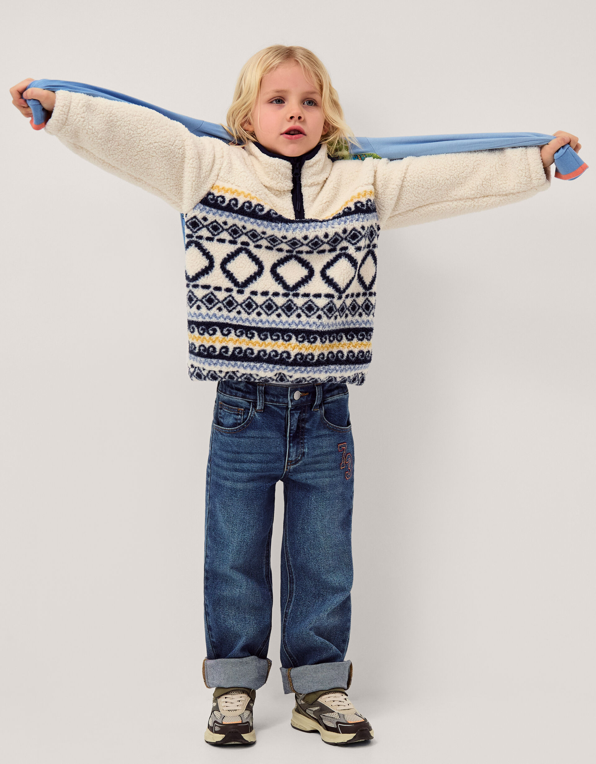Ikat Print Half Zip Fleece Camel | Boy (2-13 years) | Monsoon US.