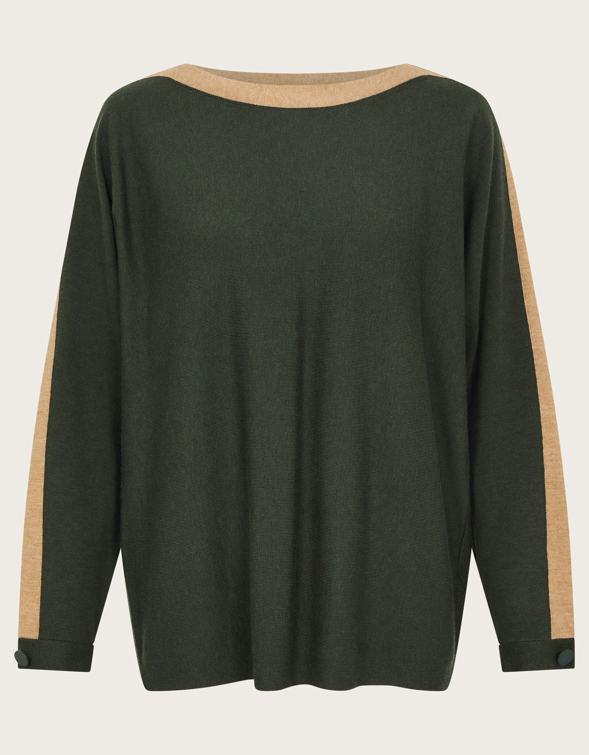 Nellie Two-Tone Knit Sweater Green