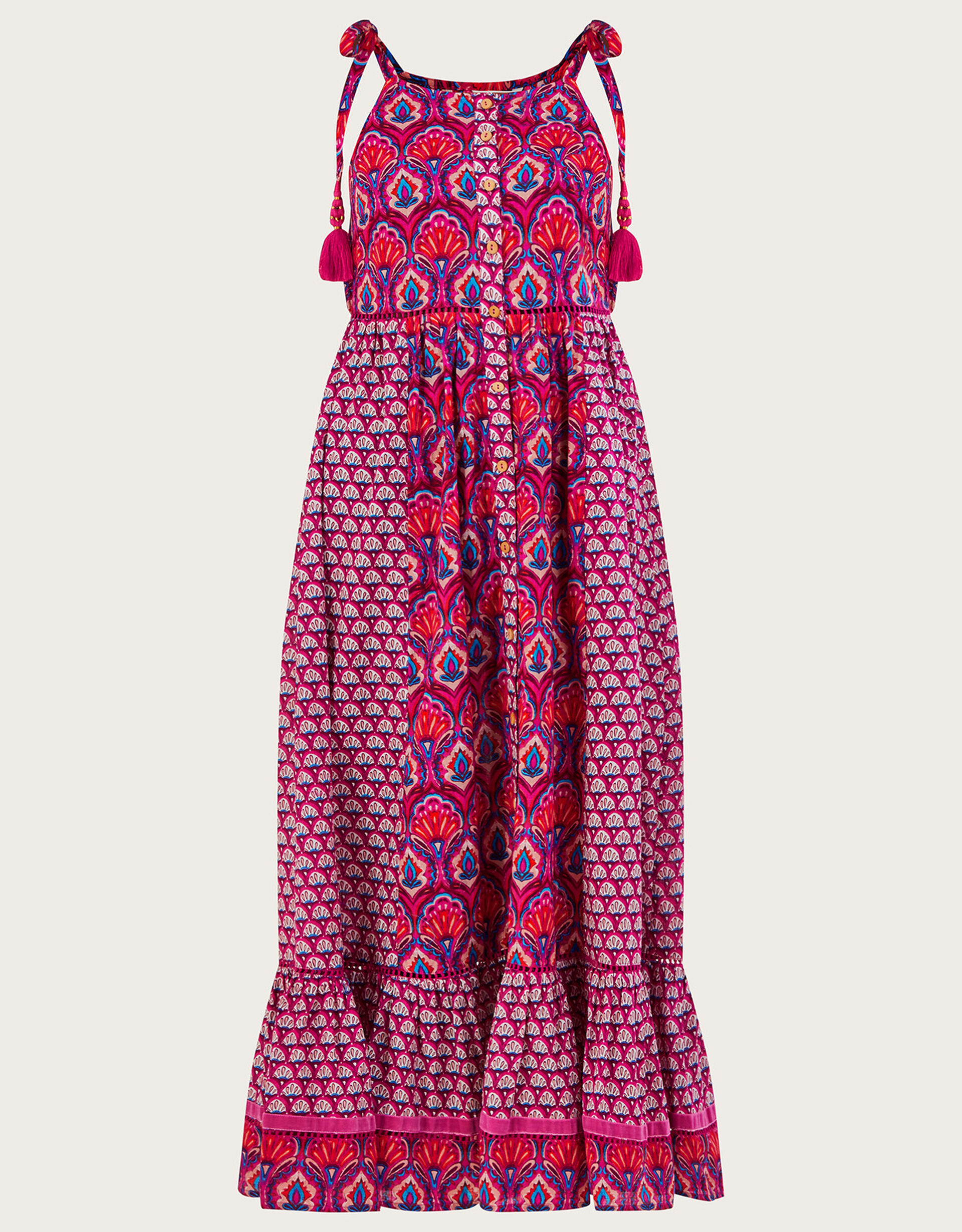 Octavia Fan Print Dress Pink