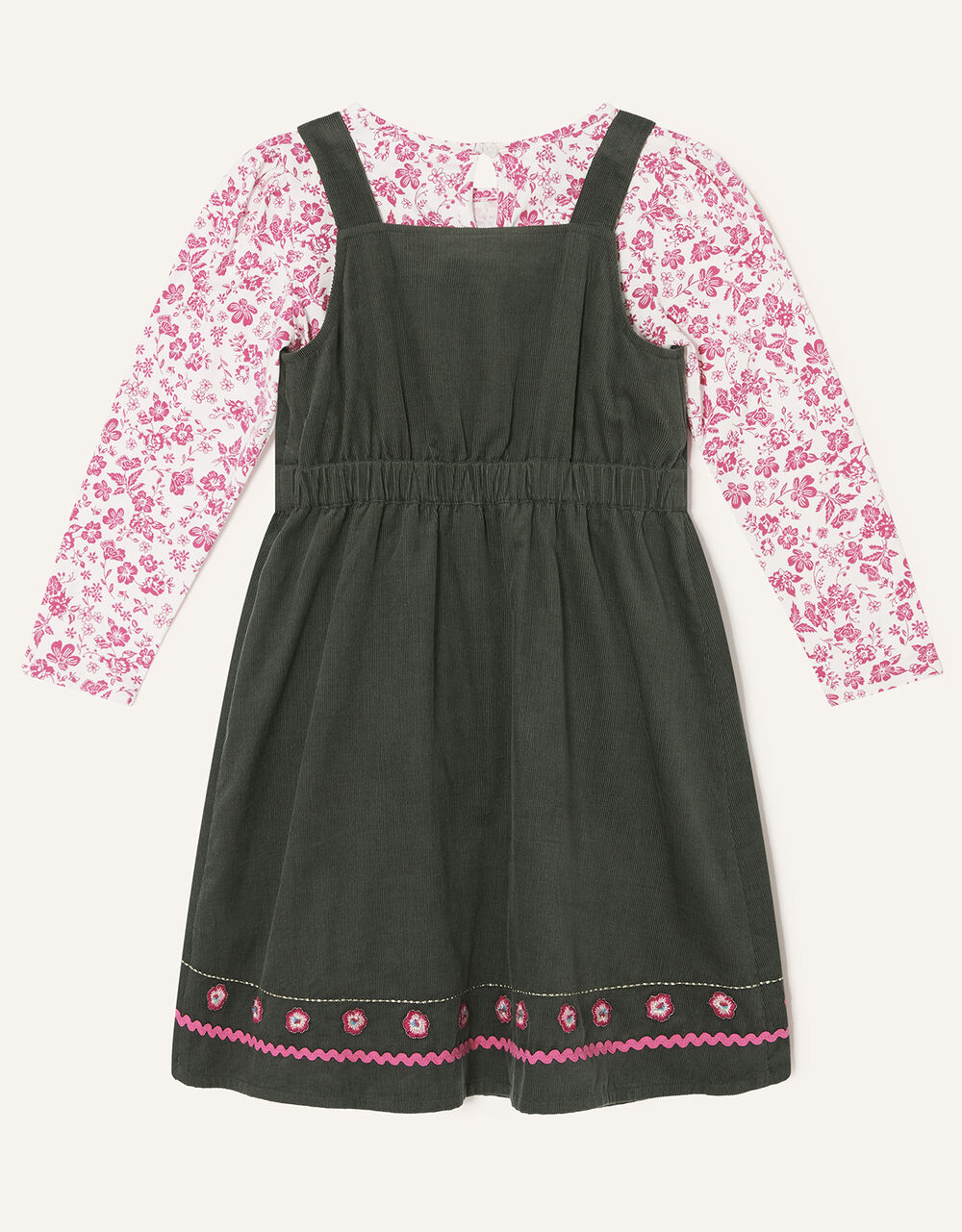 Embroidered Cord Dress and Top Set Grey | Girls' Dresses | Monsoon Global.