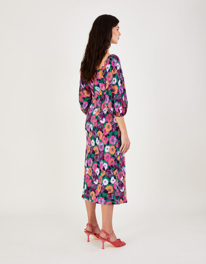 Bonnie Floral Short Sleeve Midi Dress Green