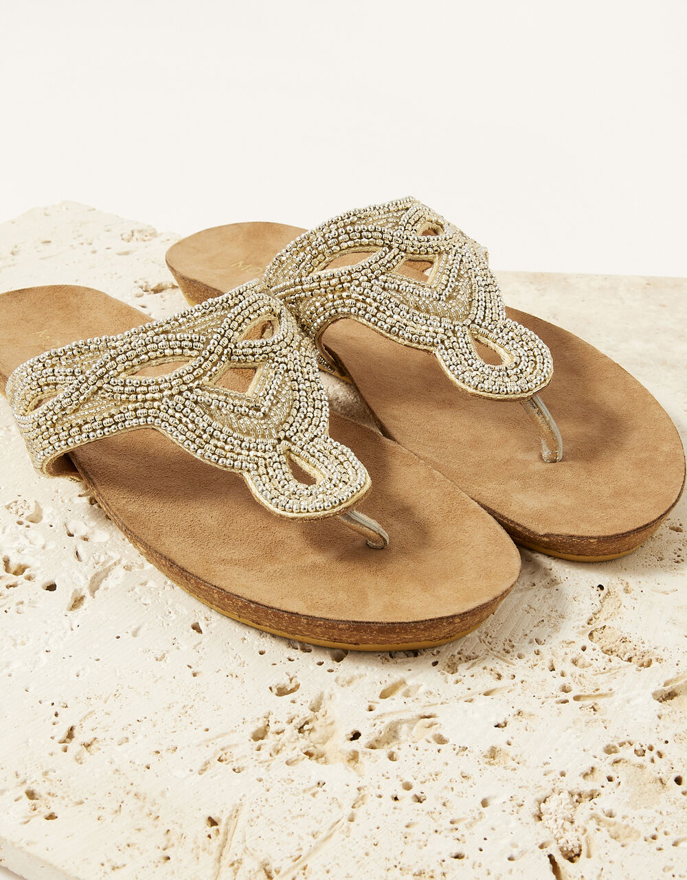 Embellished Leather Footbed Sandals Silver | Women's Shoes | Monsoon ...