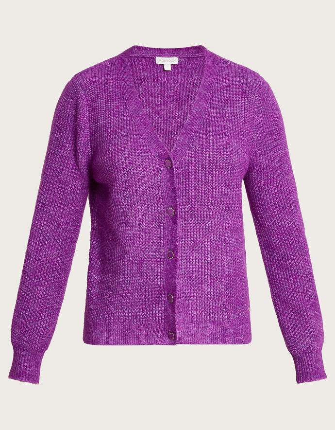 Super-Soft Ribbed Knit Cardigan Purple | Cardigans | Monsoon US.