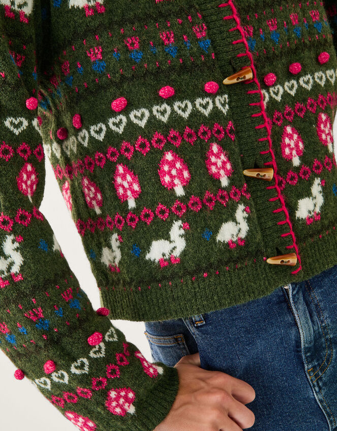 Monsoon x Sarah Corbett-Winder Duck Fair Isle Cardigan Green
