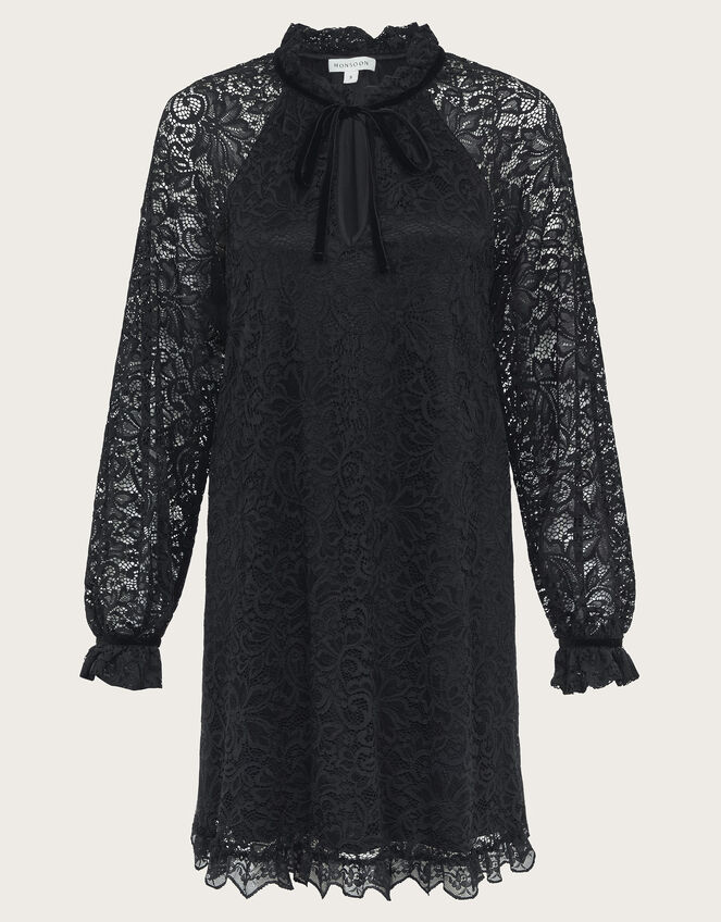 Lulu Long Sleeve Lace Mini Dress Black | Dresses | Monsoon Global.
