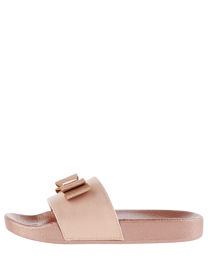 Glitter Bow Rose Gold Sliders Gold