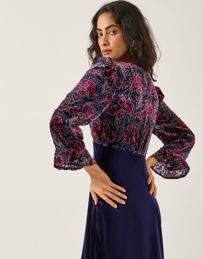 Milena Floral Devoré Velvet Midi Dress Purple | Day Dresses | Monsoon ...