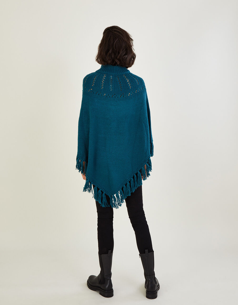 Pointelle Poncho with Fringe Trim | Ponchos | Monsoon Global.