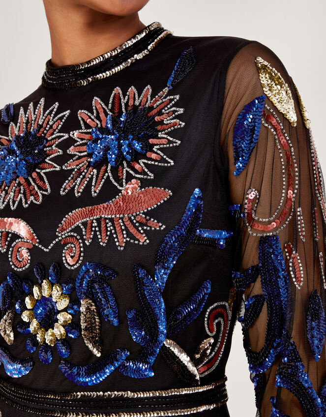 Elena Embellished Maxi Dress Black