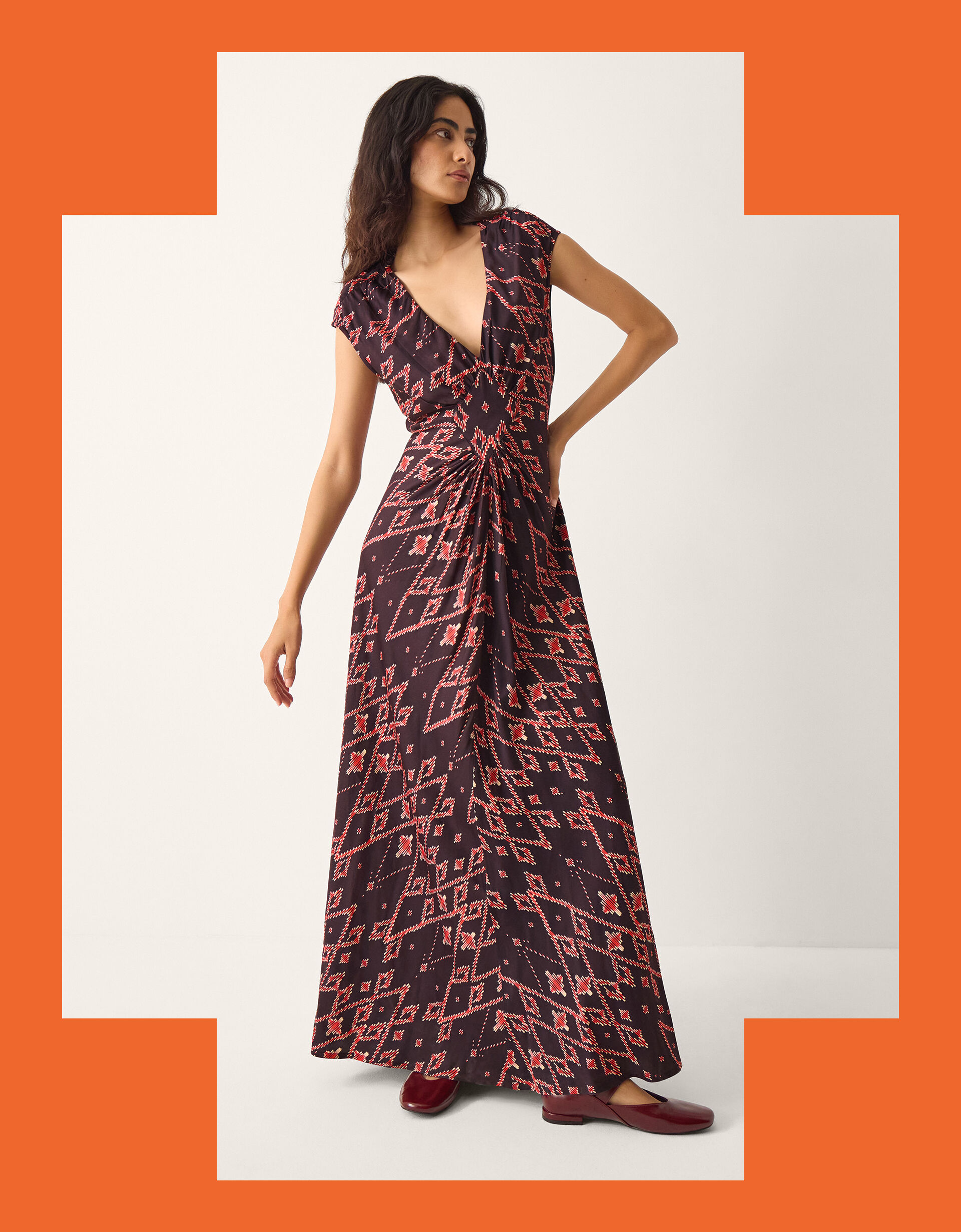 La Galeria Elefante Diamond Ruched Maxi Dress Multi