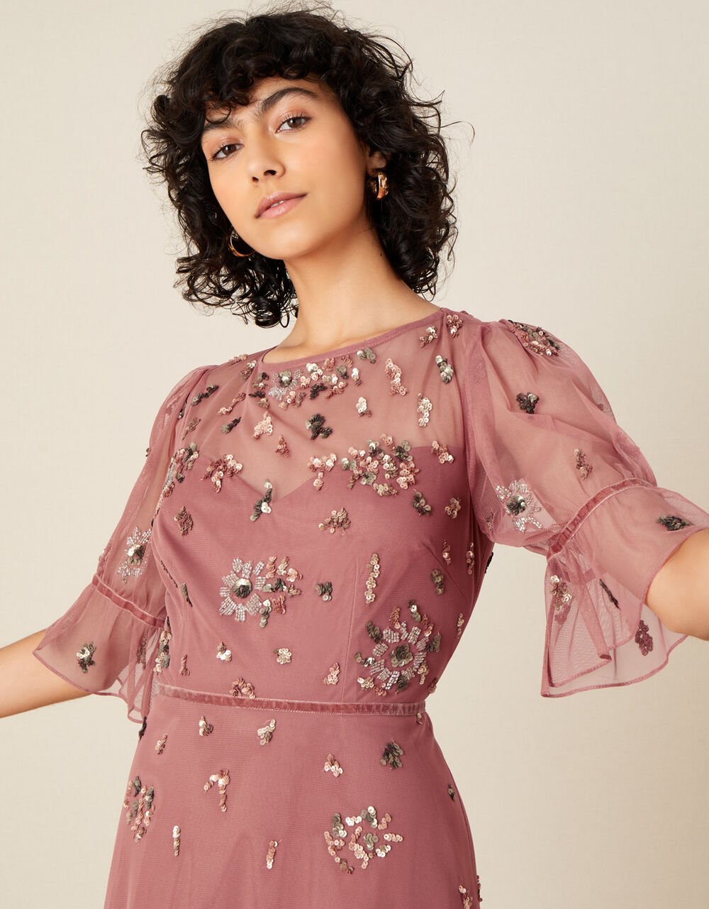 Roxanne Embellished Midi Dress Pink | Dresses | Monsoon US.