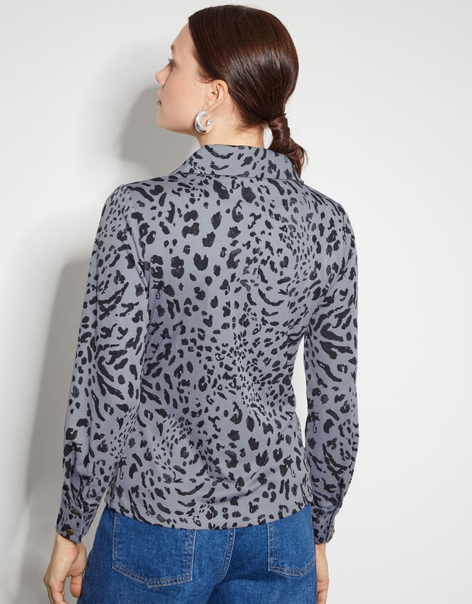 Aubrey Jersey Leopard Print Shirt Grey | Blouses & Shirts | Monsoon Global.