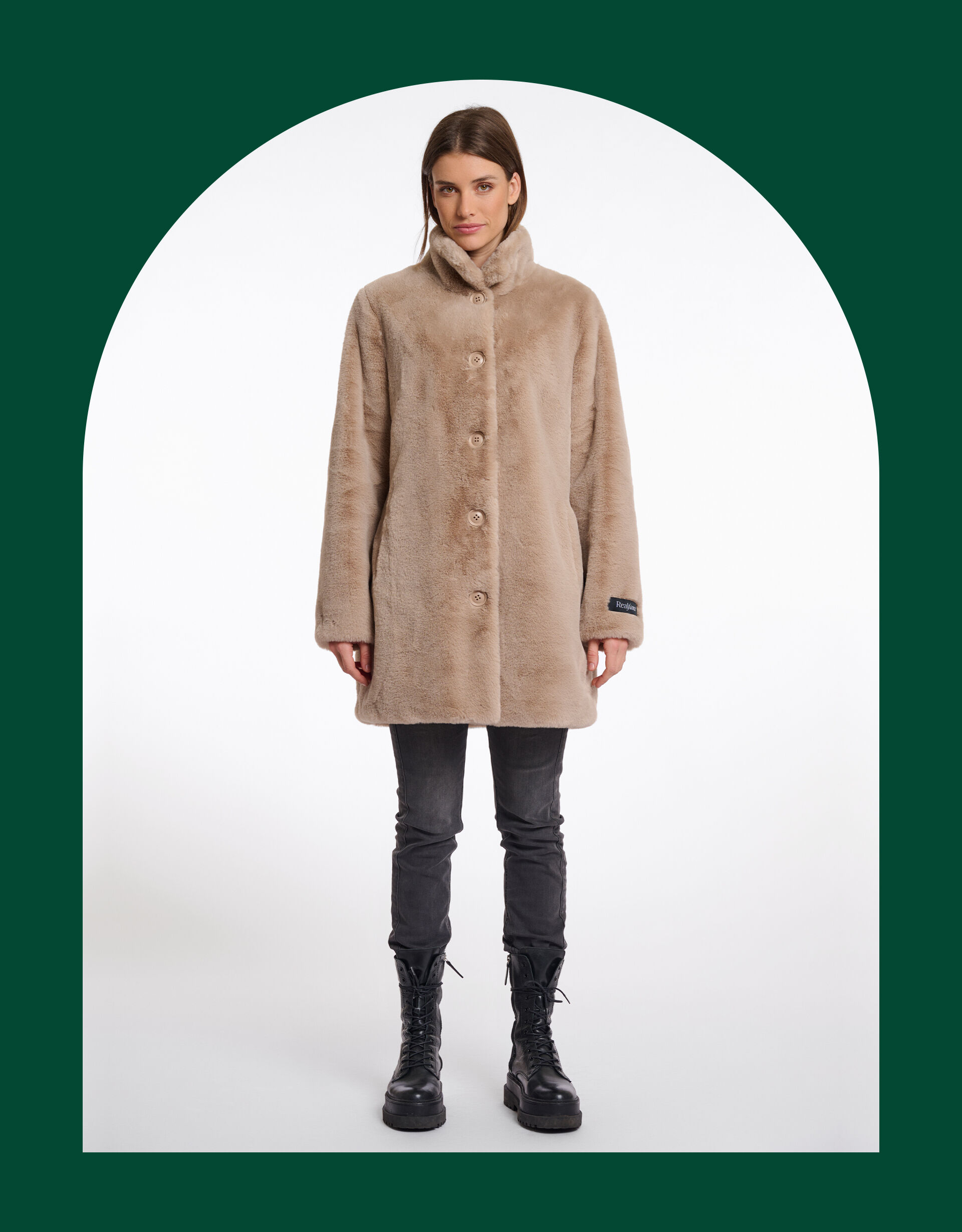 Rino & Pelle Nonna Faux Fur Teddy Coat Camel