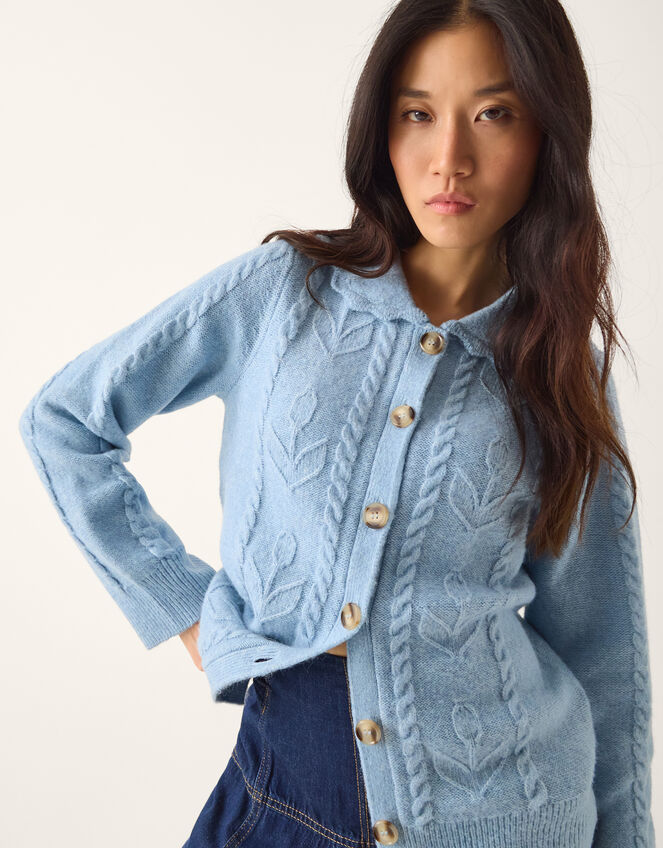 Kat Floral Cable Knit Cardigan Blue | Cardigans | Monsoon Global.
