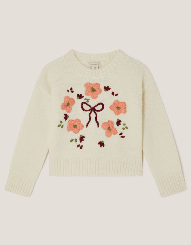 Floral Embroidered Jumper Ivory | Girls' Cardigans | Monsoon Global.