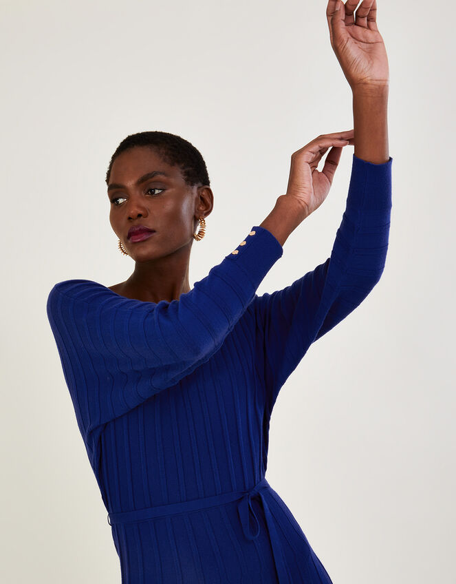 Inverted Rib Slash Neck Dress with LENZING™ ECOVERO™ Blue | Day Dresses ...
