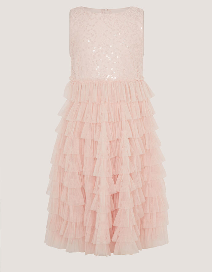 Taylor Sequin Lace Tiered Party Dress Pink | Girls' Dresses | Monsoon US.