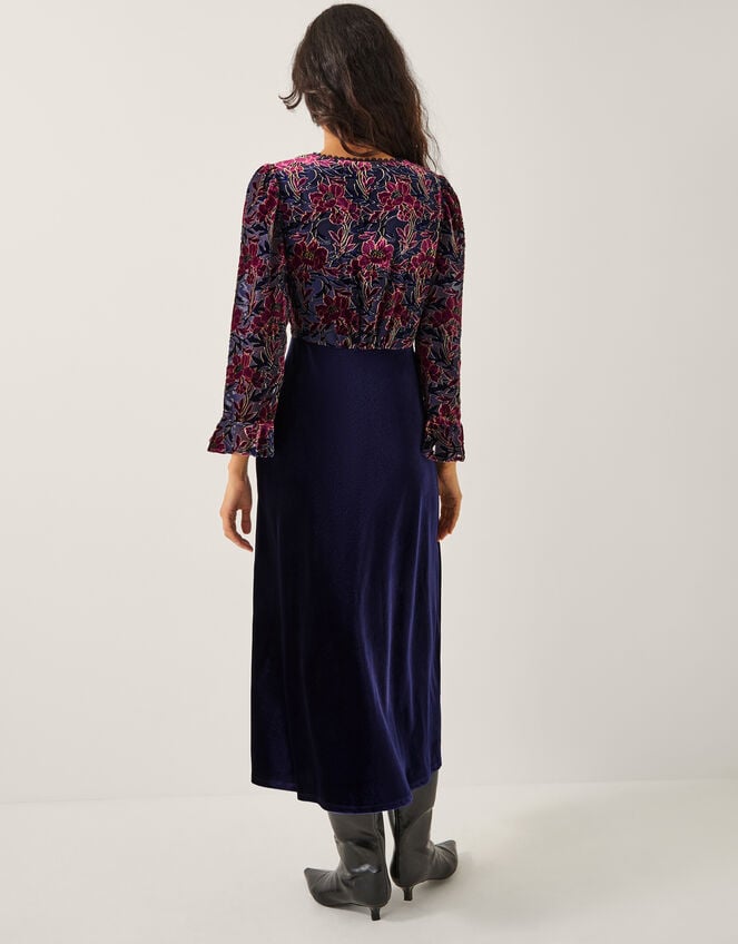 Milena Floral Devoré Velvet Midi Dress Purple | Day Dresses | Monsoon US.