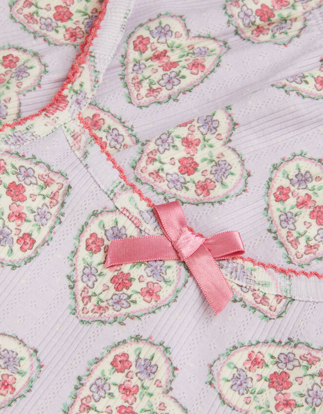 Heart Print Pointelle Short Pajama Set Purple | Nightwear & Slippers ...