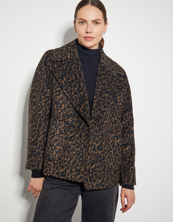Lily Leopard Print Jacket Black | Women's Coats | Monsoon Global.