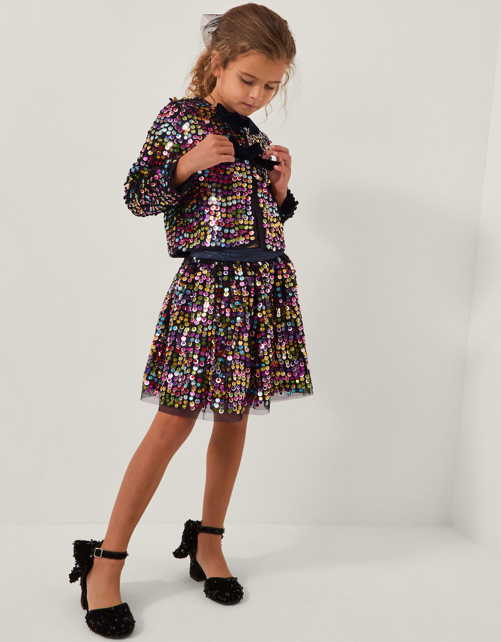 Rainbow Sequin Bow Cardigan Multi | Girls' Cardigans | Monsoon Global.