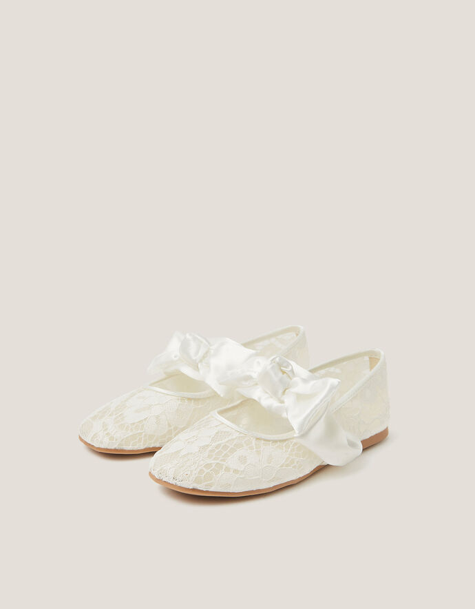 Lace Bow Ballet Flats Ivory | Girls' Flat Shoes | Monsoon US.