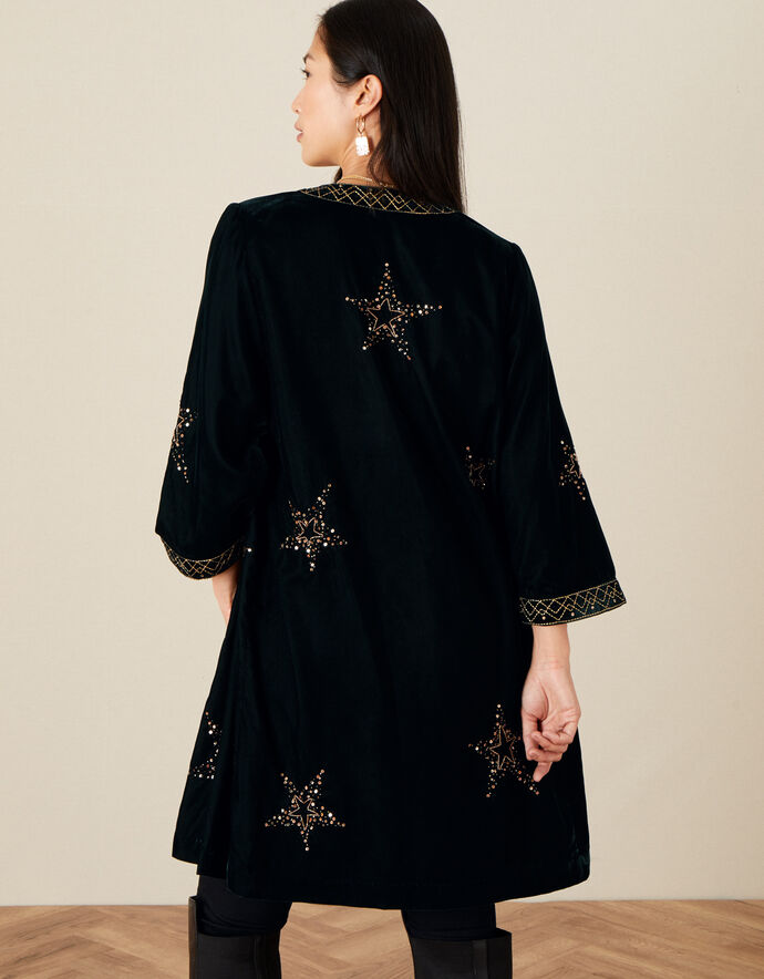 Peggy Velvet Star Kimono Green
