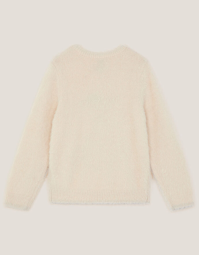 Bear Embellished Fuzzy Sweater Ivory | Girls' Cardigans | Monsoon US.