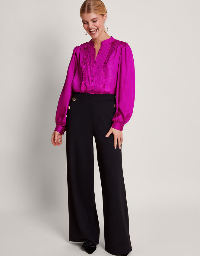 Lana Ruffle Satin Blouse Pink