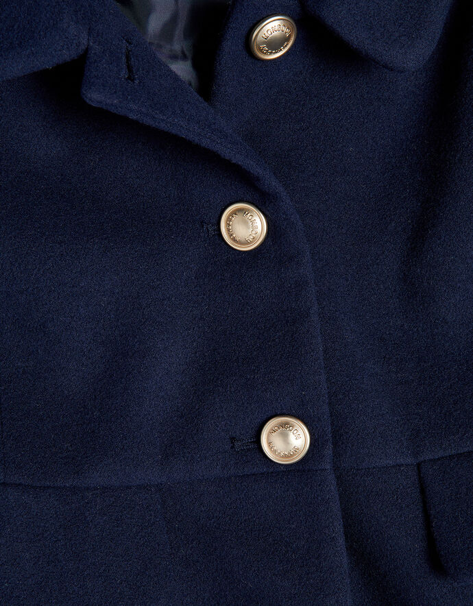 Flap Pocket Hooded Coat Blue