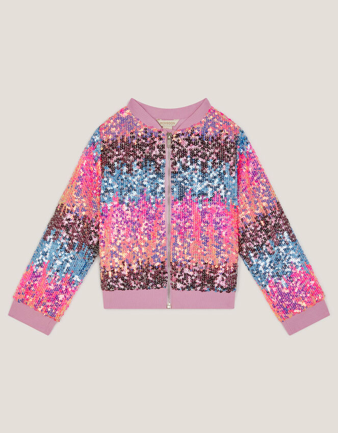 Ombré Sequin Bomber Jacket Multi | Girls' Coats & Jackets | Monsoon US.