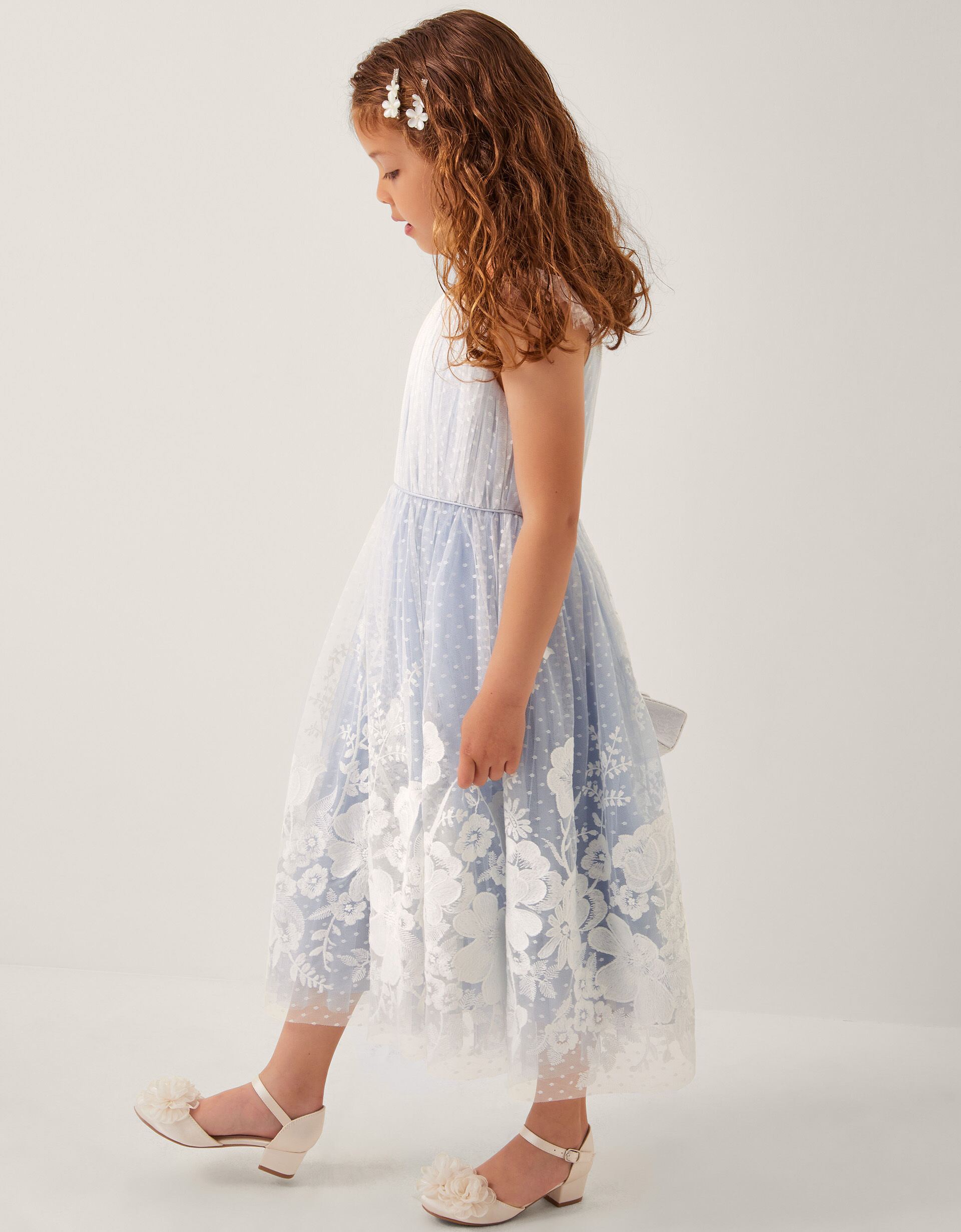 Abigail Floral Embroidered Dress Blue | Girls' Dresses | Monsoon US.