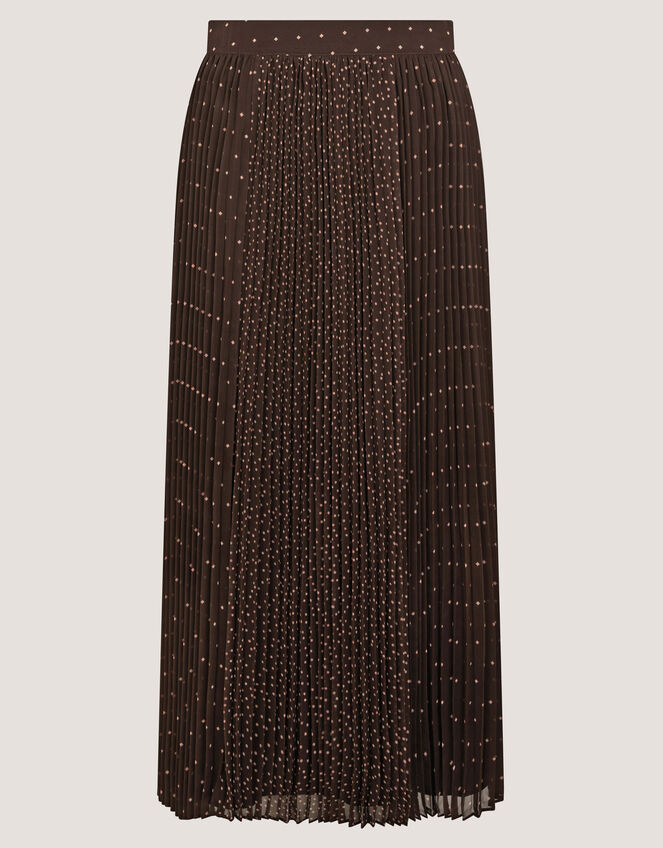 Demi Polka Dot Pleated Midi Skirt Brown | Skirts | Monsoon US.