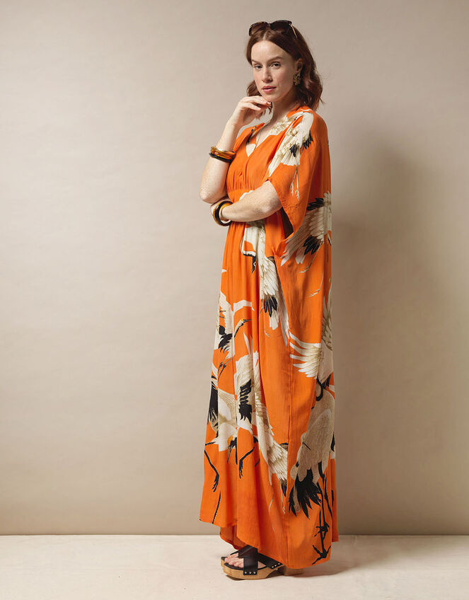 One Hundred Stars Stork Print Maxi Kaftan