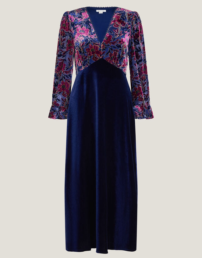 Milena Floral Devoré Velvet Midi Dress Purple | Day Dresses | Monsoon US.