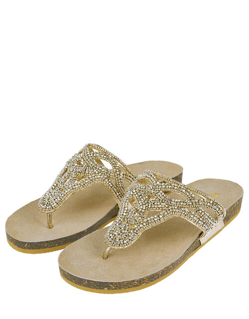 Metallic Bead Sandals Gold | Shoes | Monsoon Global.