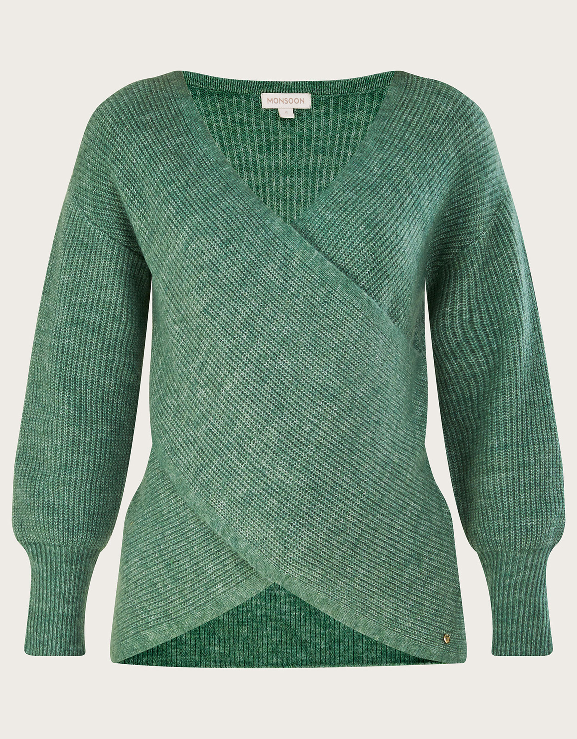 Super-Soft Ribbed Ballet Wrap Jumper Green