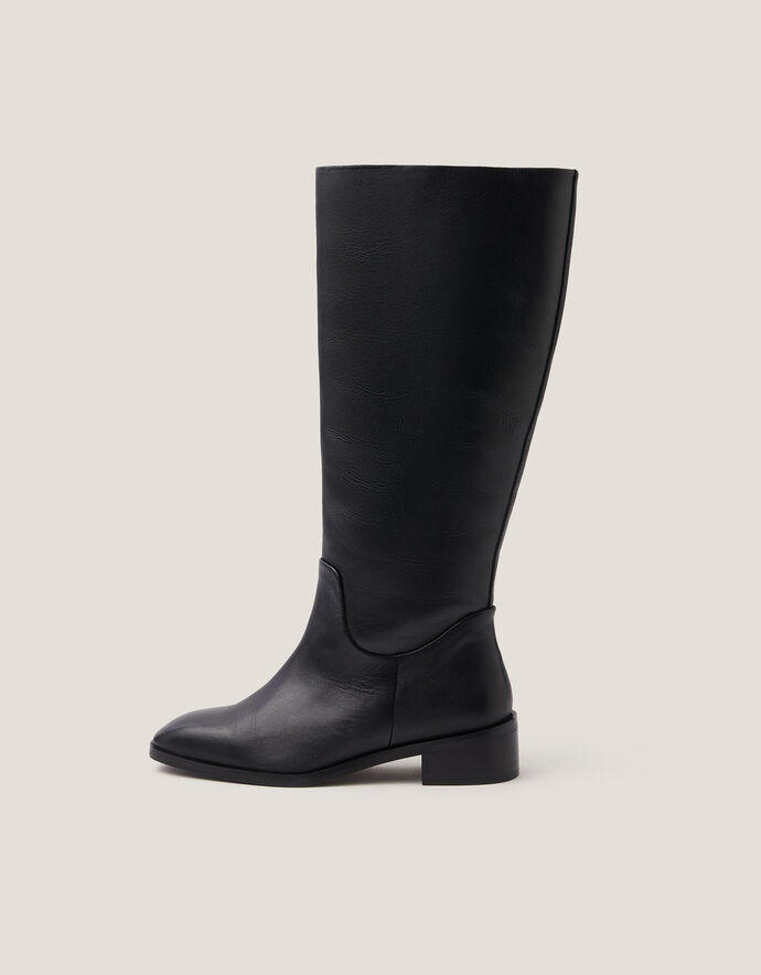 Meg Leather Knee-High Boots Black | Women's Shoes | Monsoon US.