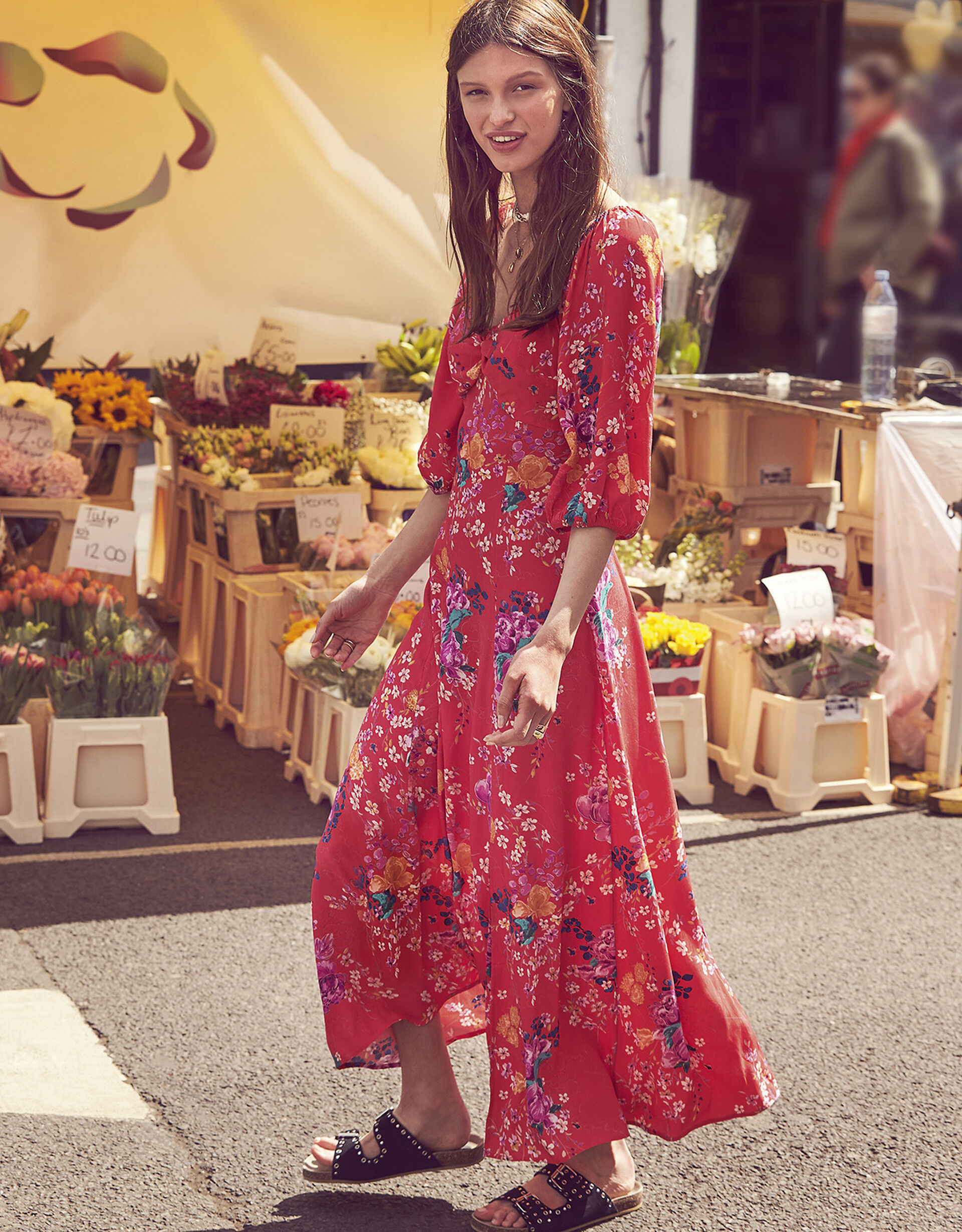 Omi Floral Print Midi Dress Red | Monsoon US Navigation Catalog ...