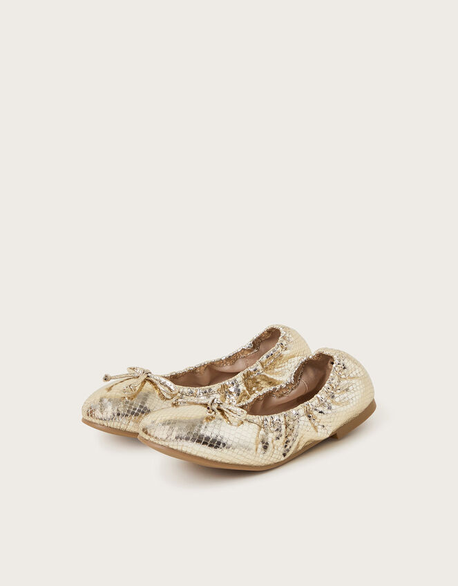 Foldable Ballet Flats Gold | Girls' Flat Shoes | Monsoon ROI.