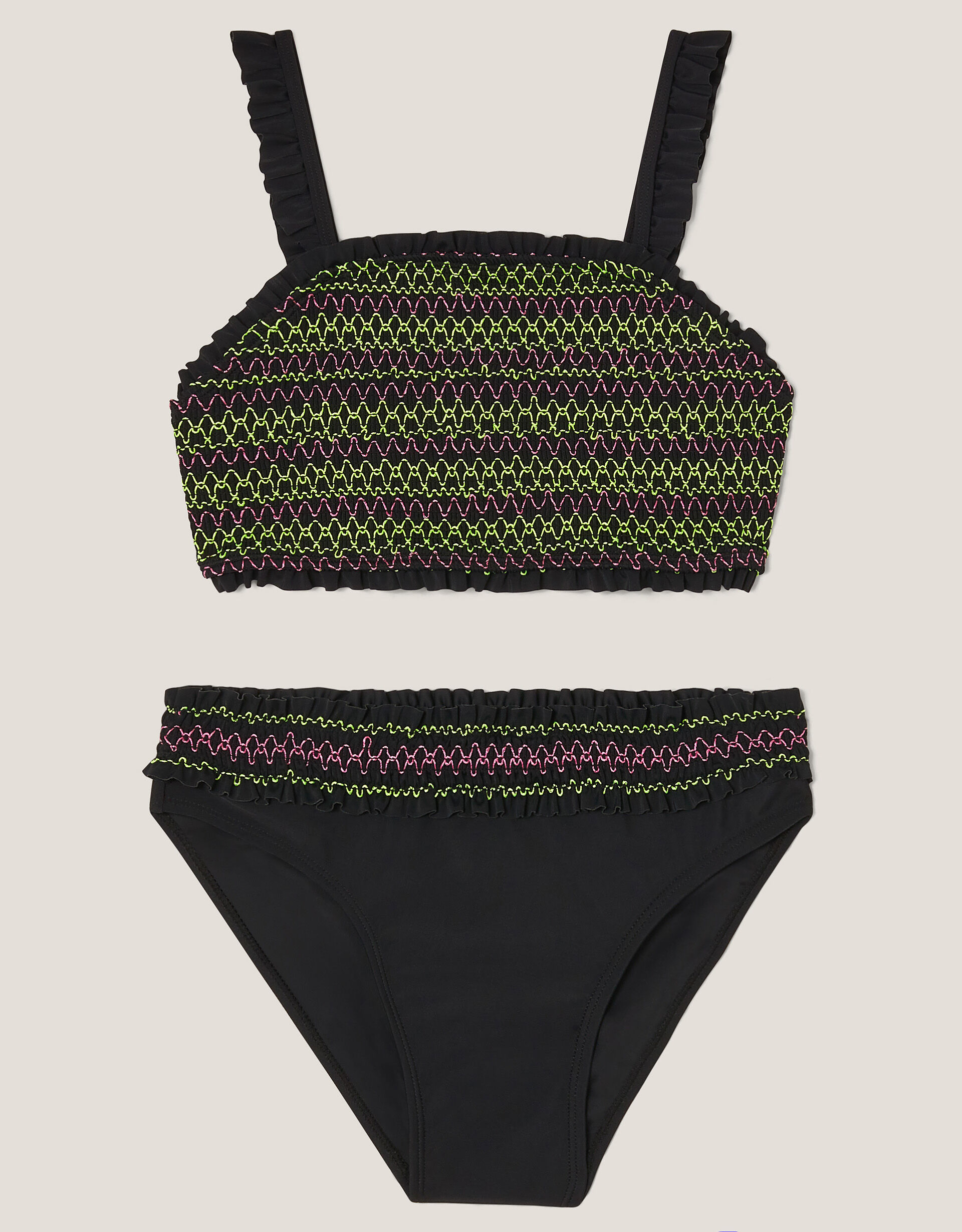 Shirred Stitch Bikini Set Black | Girls' Beach & Swimwear | Monsoon ROI.