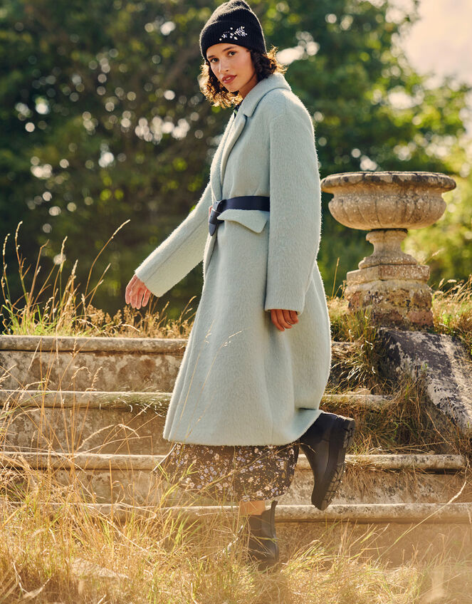 Jenny Brushed Wool Smart Coat with Recycled Polyester Green | Women's ...