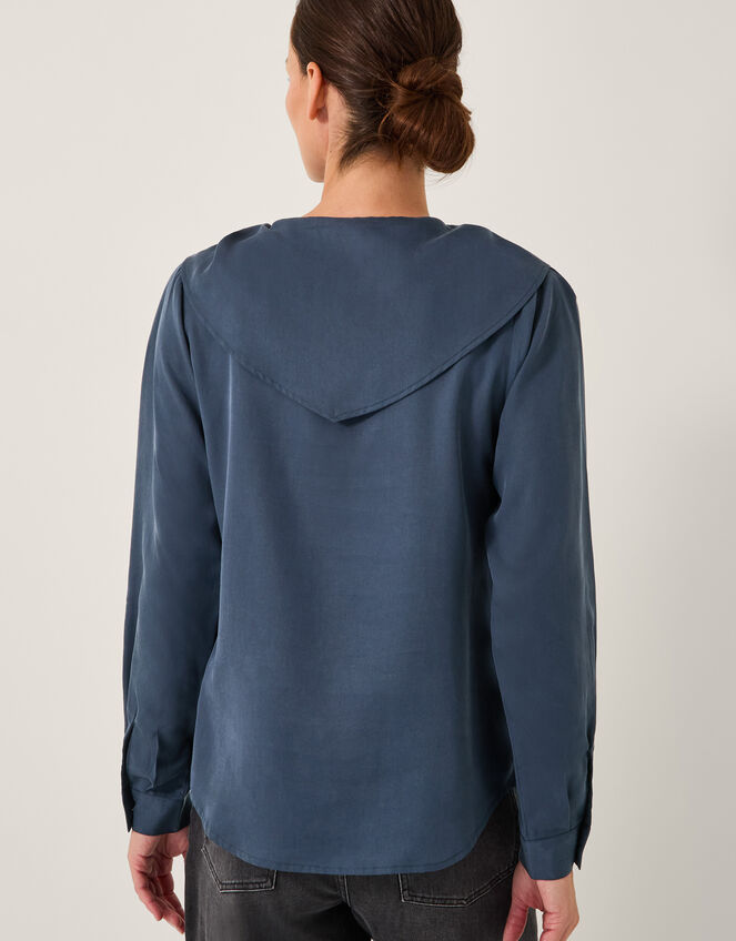 Drew Tie-Neck Blouse Blue | Tops & T-shirts | Monsoon Global.