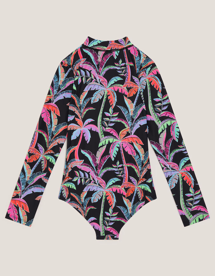 Tropical UPF50+ Long Sleeve Swimsuit Black | Girls' Beach & Swimwear ...