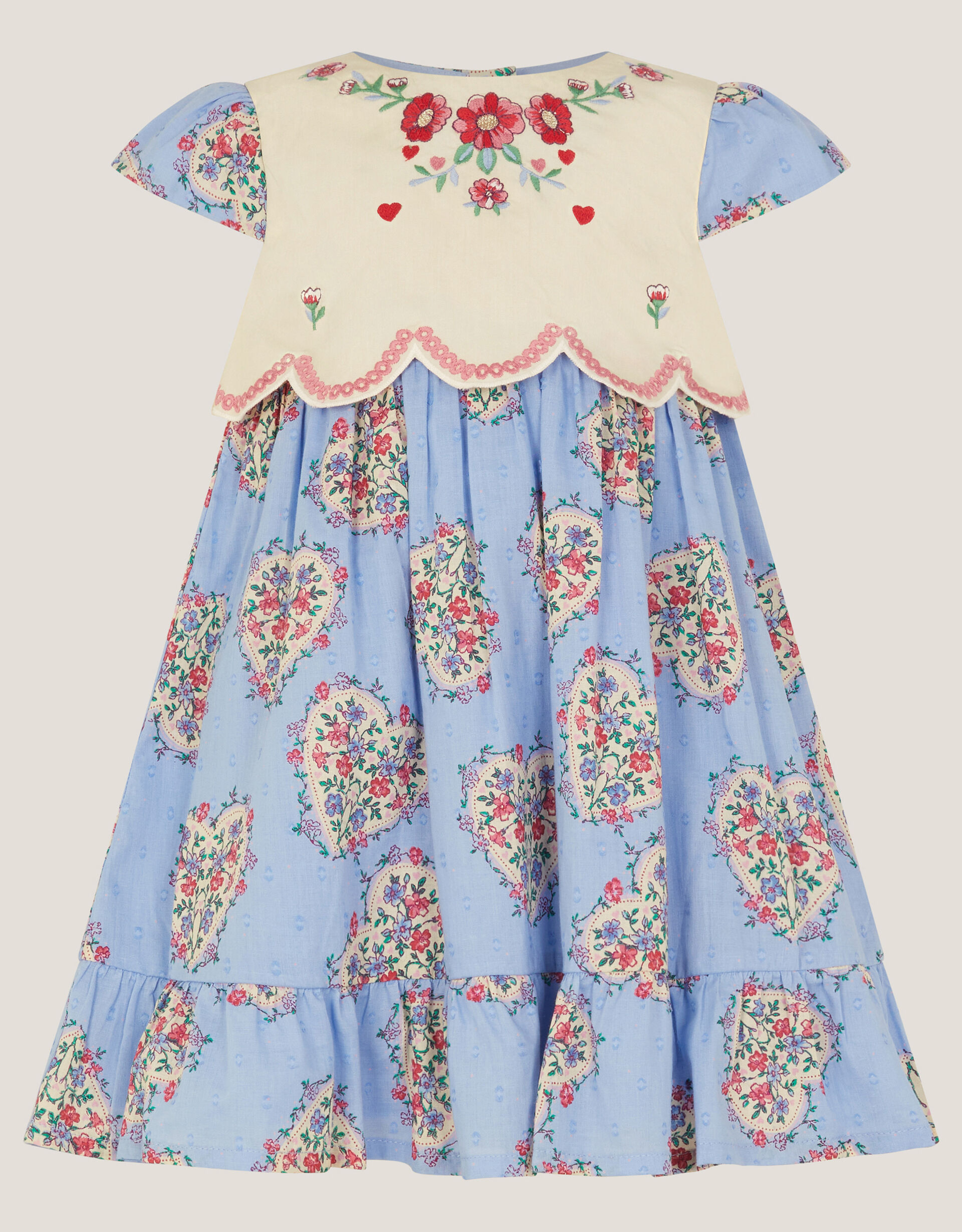Baby Heart Print Embroidered Panel Dress Blue | Baby Girl Dresses ...